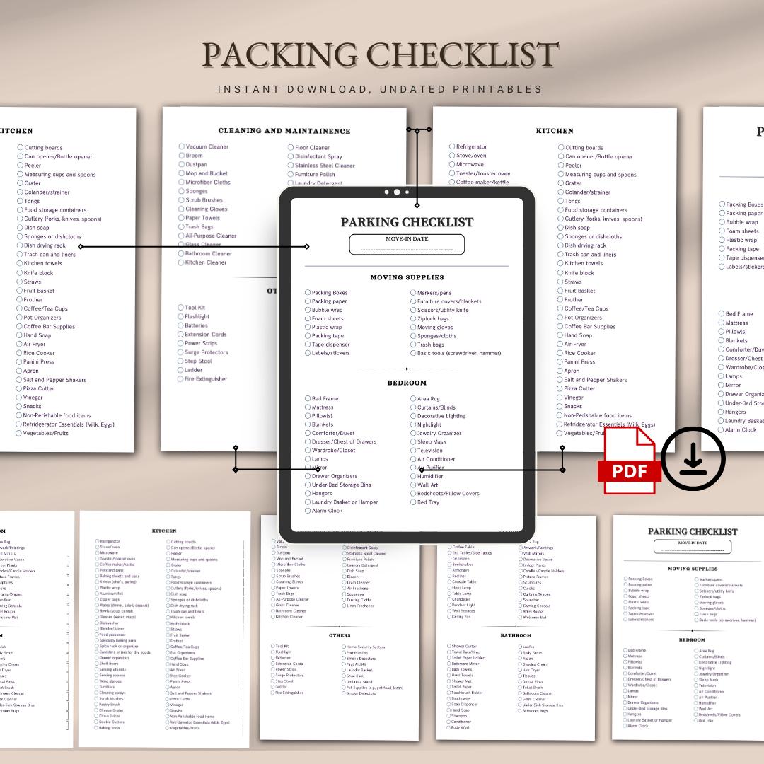 Printable House Packing Checklist Organizer, Moving Checklist Printable ...