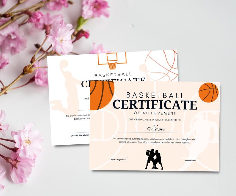 Editable Basketball Award Certificate Template, Customizable Sports ...