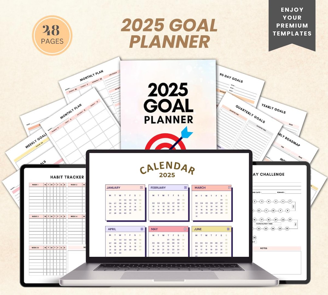 2025 Goal Planner, Annual Planner, Daily Journal, Habit Tracker ...