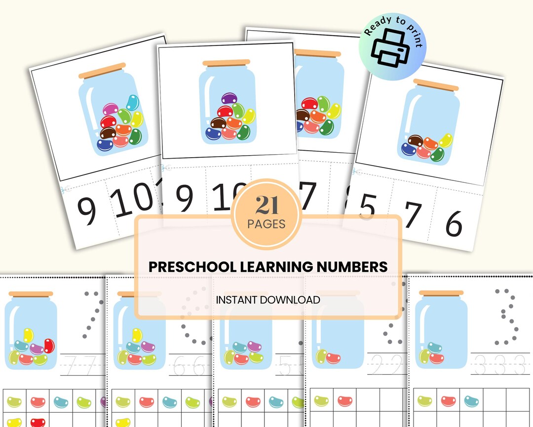 Preschool Learning Numbers Printable Pack, Digital Educational ...