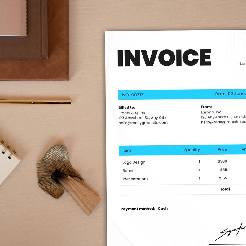 Printable Invoice Template - Corporate Invoice Template - Minimalist ...