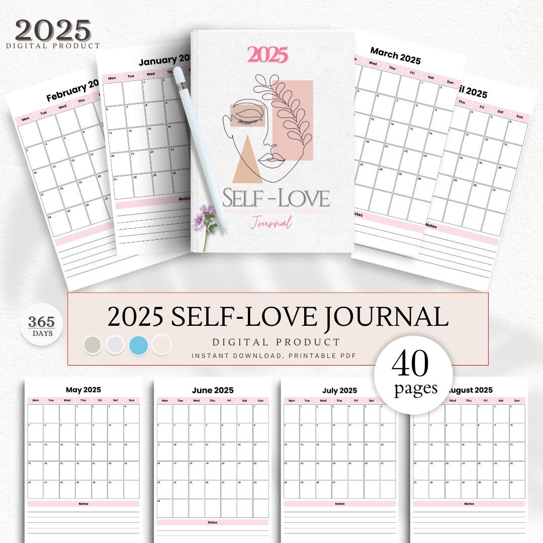 2025 Self Love Journal, Self Care Diary, Personal Growth Planner, Daily ...