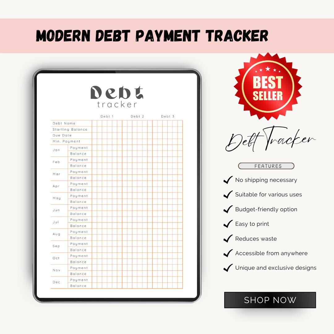 Debt Payment Tracker - Financial Planner - Budget Tracker - Debt ...