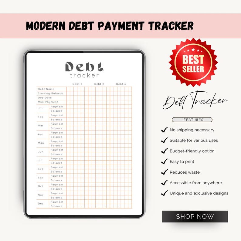 Debt Payment Tracker - Financial Planner - Budget Tracker - Debt ...