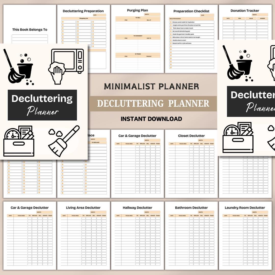 Decluttering Planner - Organization Planner - Declutter Checklist ...