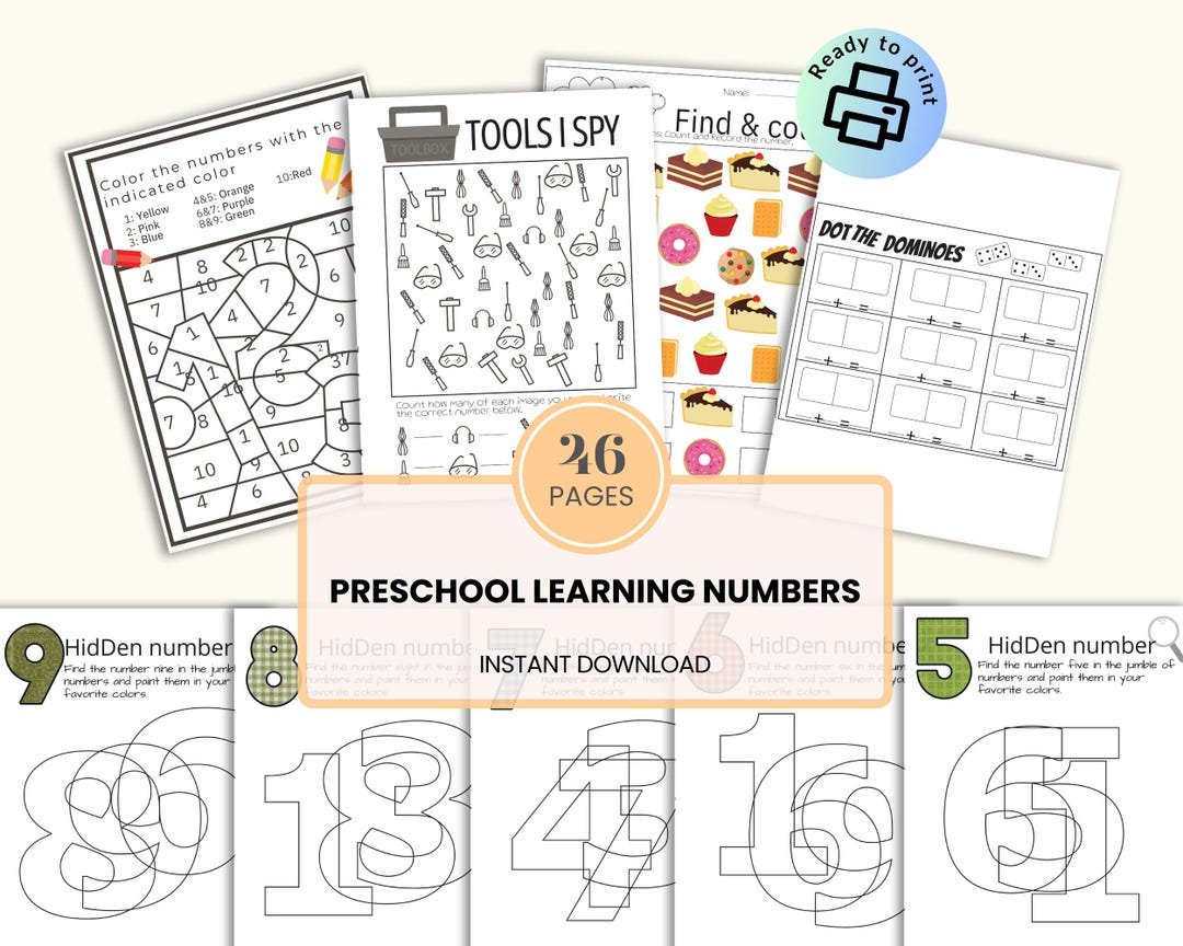Preschool Numbers Printable Bundle, Learning Activities, Kids ...