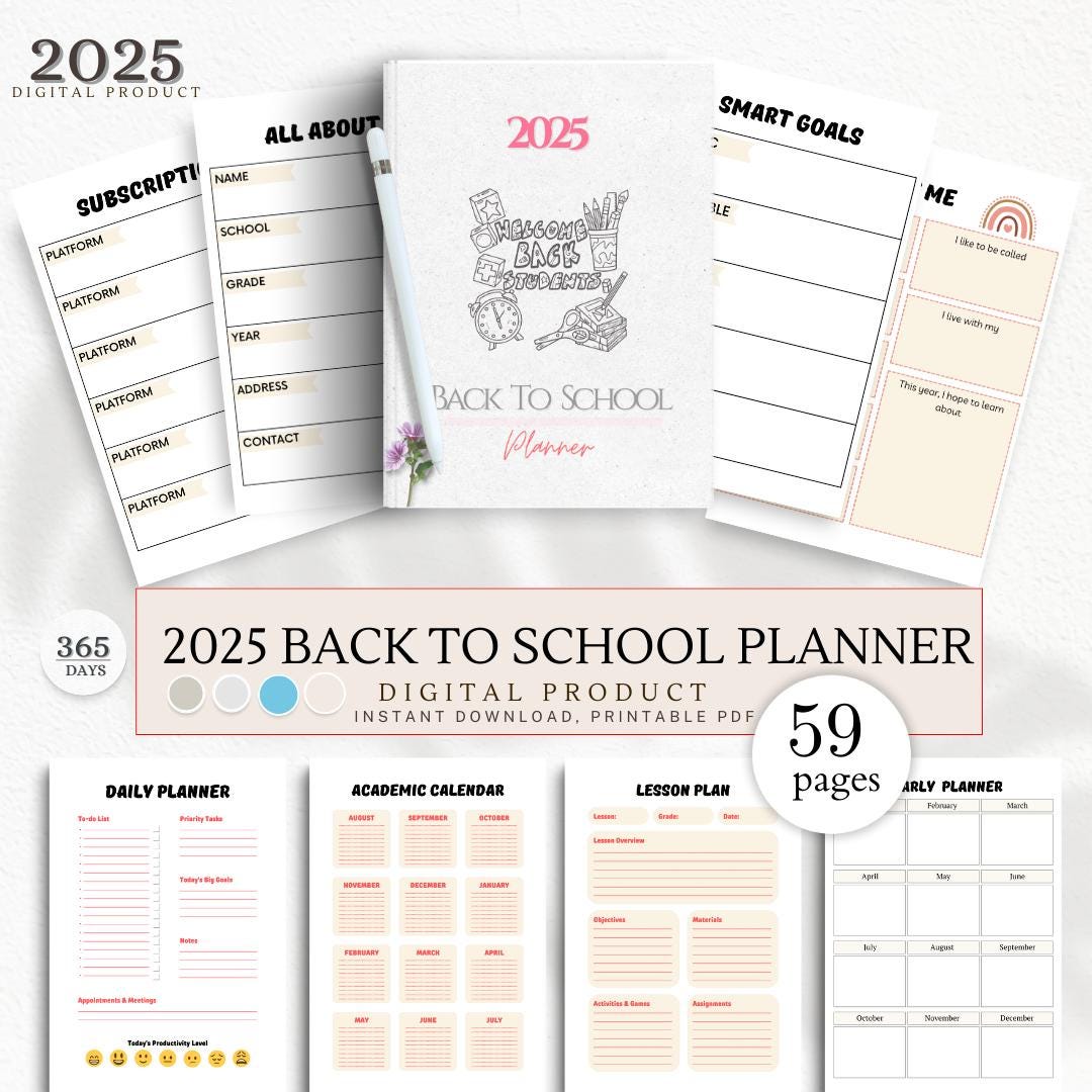 2025 Academic Planner, Student Agenda, Daily Planner, School Organizer ...