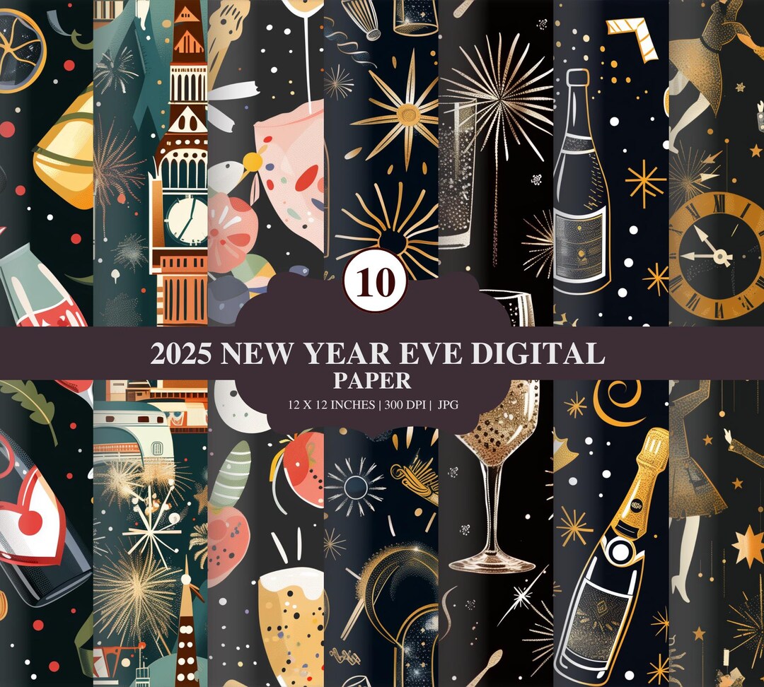 New Year’s Eve Wrapping Paper - Festive Holiday Gift Wrap Patterns ...