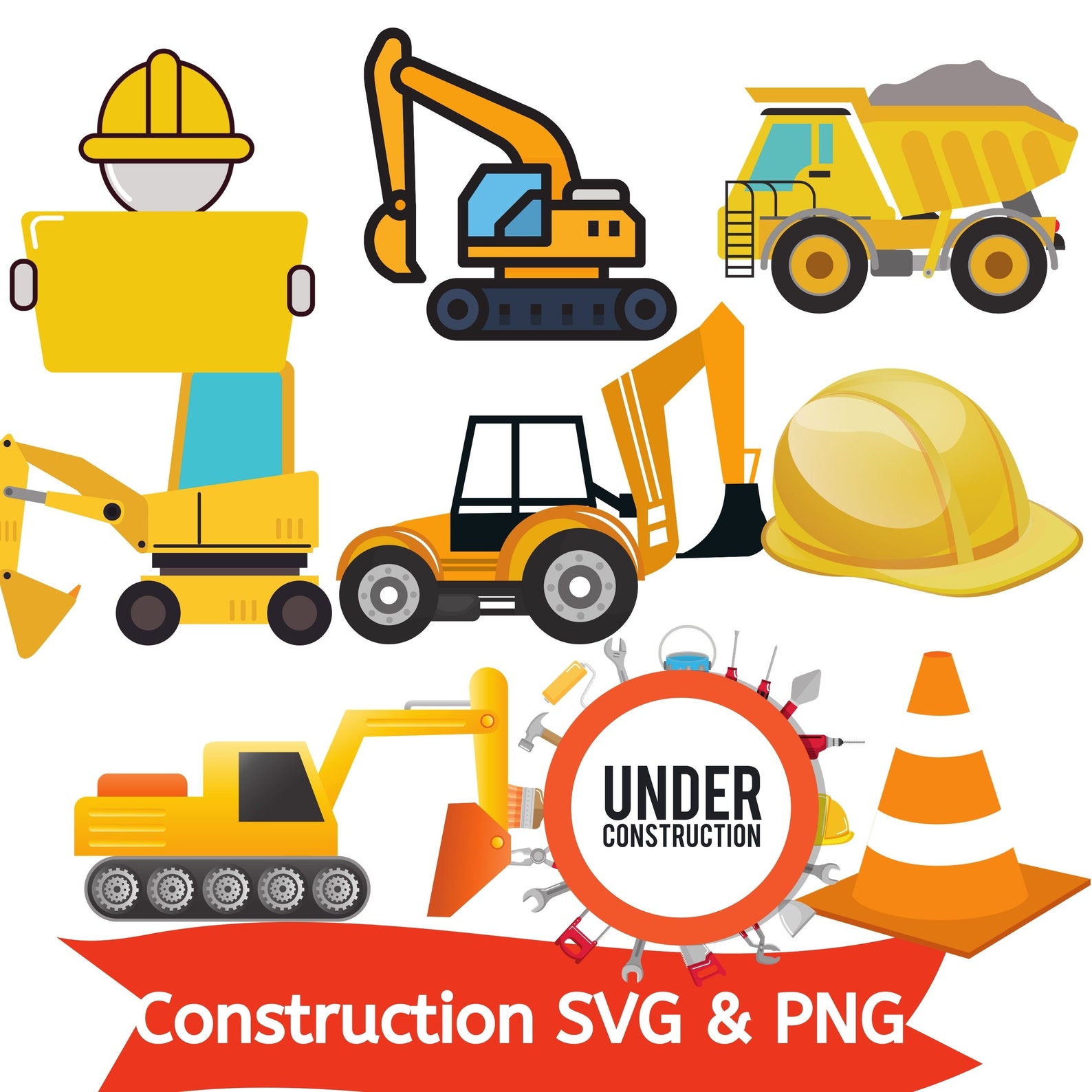 Construction svg Construction clipart truckcrane | Etsy