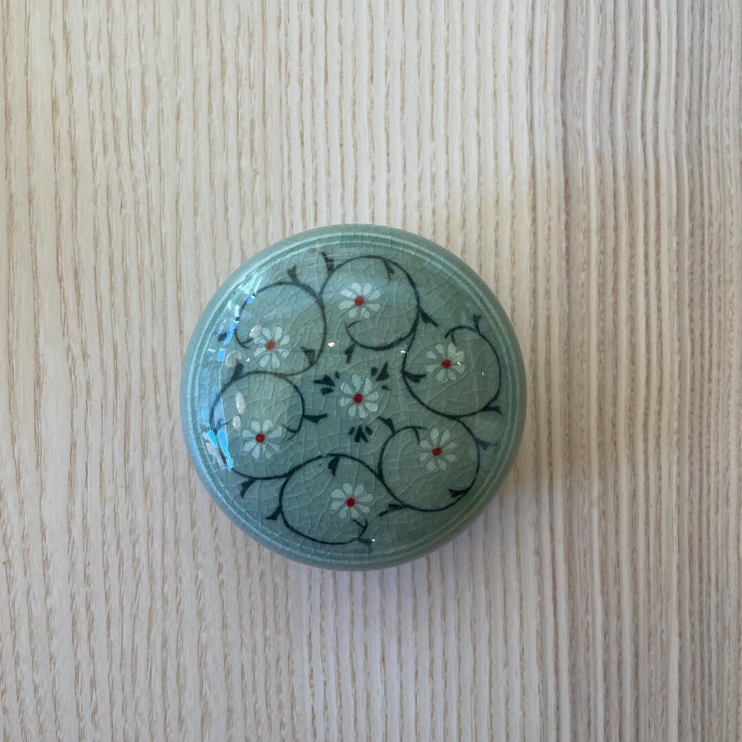 Korean Ceramic Jewelry Box Floral Motif - Etsy