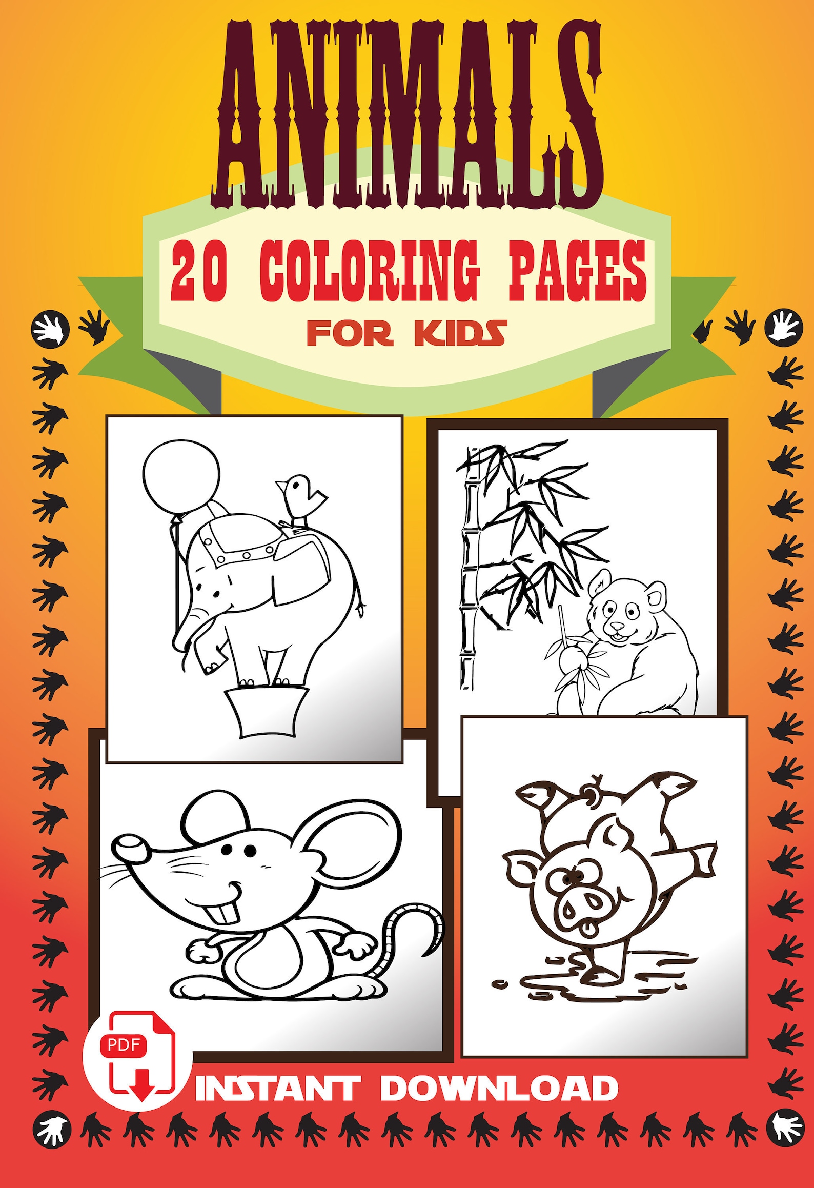 Coloring book for kids Printable PDF file Black & white | Etsy