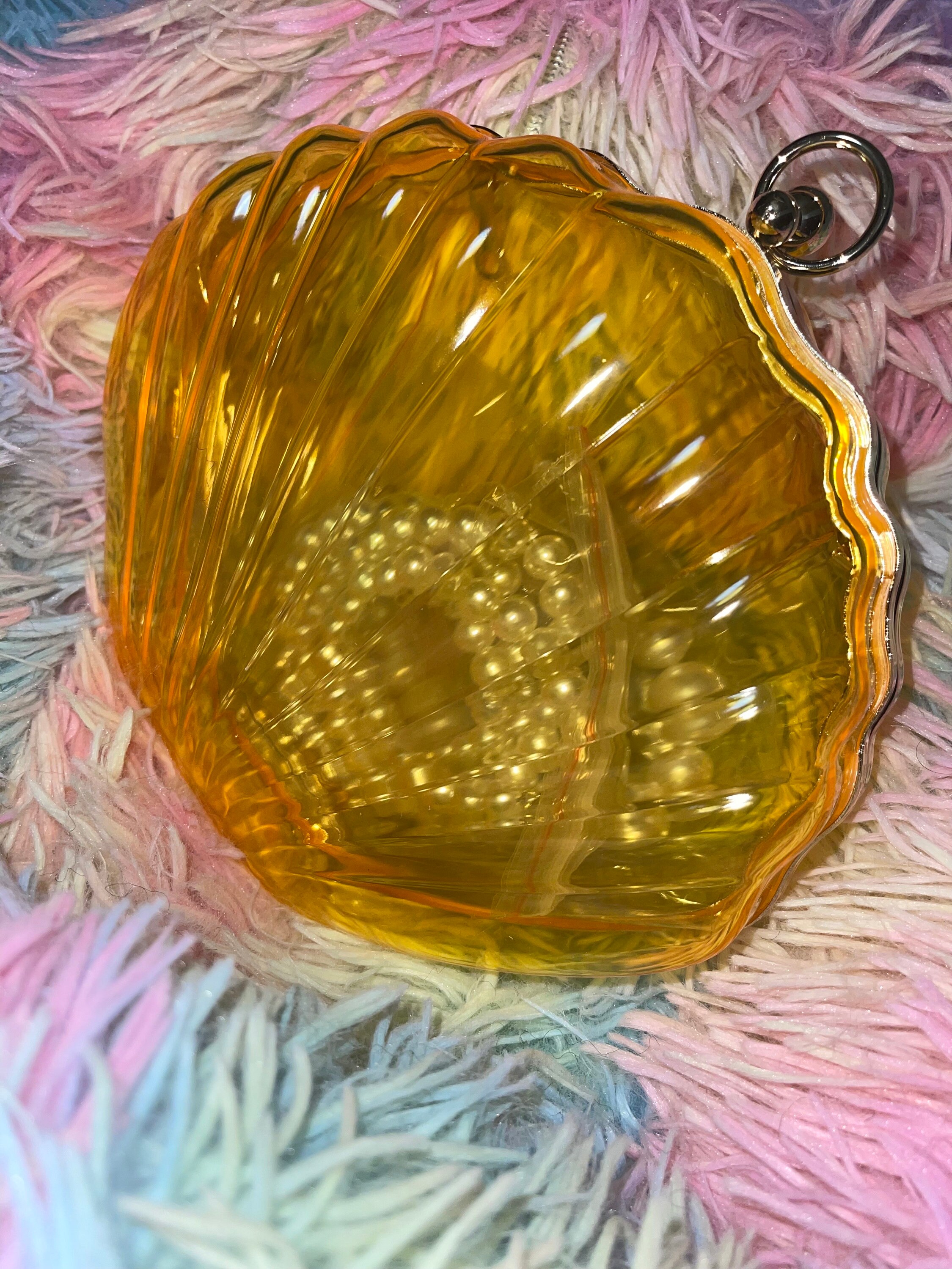 Women's Fashion Transparent/ Shell Shaped Box Pearl Crossbody Shoulder ...