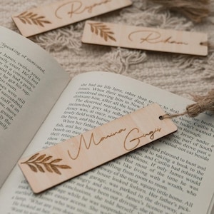 Personalised Bookmark / Wooden Bookmark /floral Theme/ Laser Engraved ...