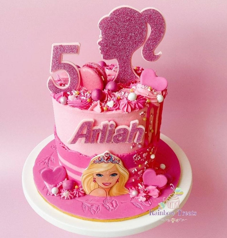 Personalised Cake Topper/barbie Cake Topper/arylic Cake - Etsy
