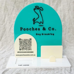 Custom Acrylic Square Reader Stand With Card Holder, QR Code & Logo ...