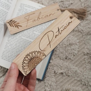 Personalised Bookmark / Wooden Bookmark /floral Theme/ Laser Engraved ...