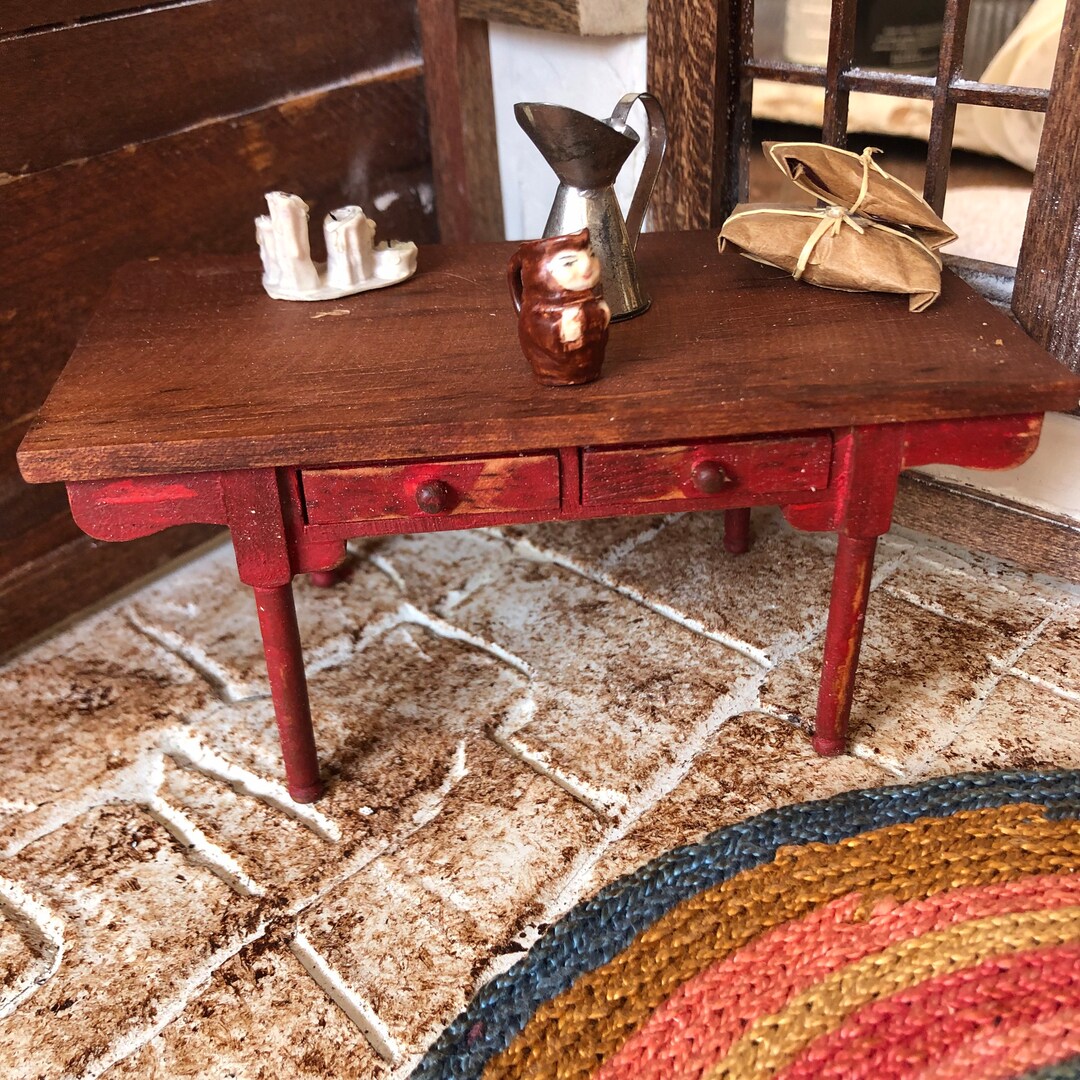 Dollhouse 1:12 Scale Artisan Refinished Kitchen Table - Etsy