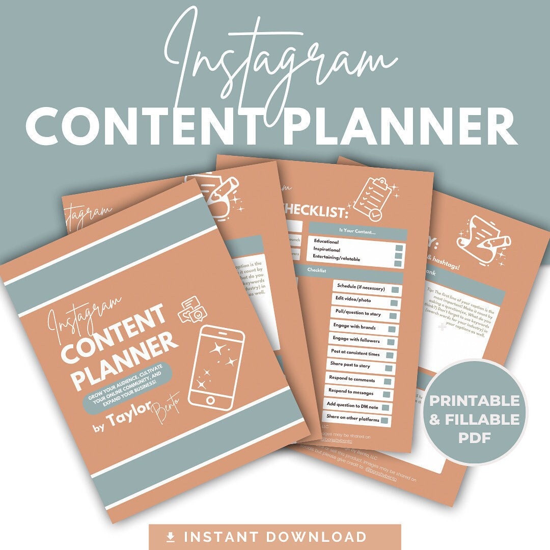 Social Media Planner, Content Calendar, Instagram Planner, Content ...