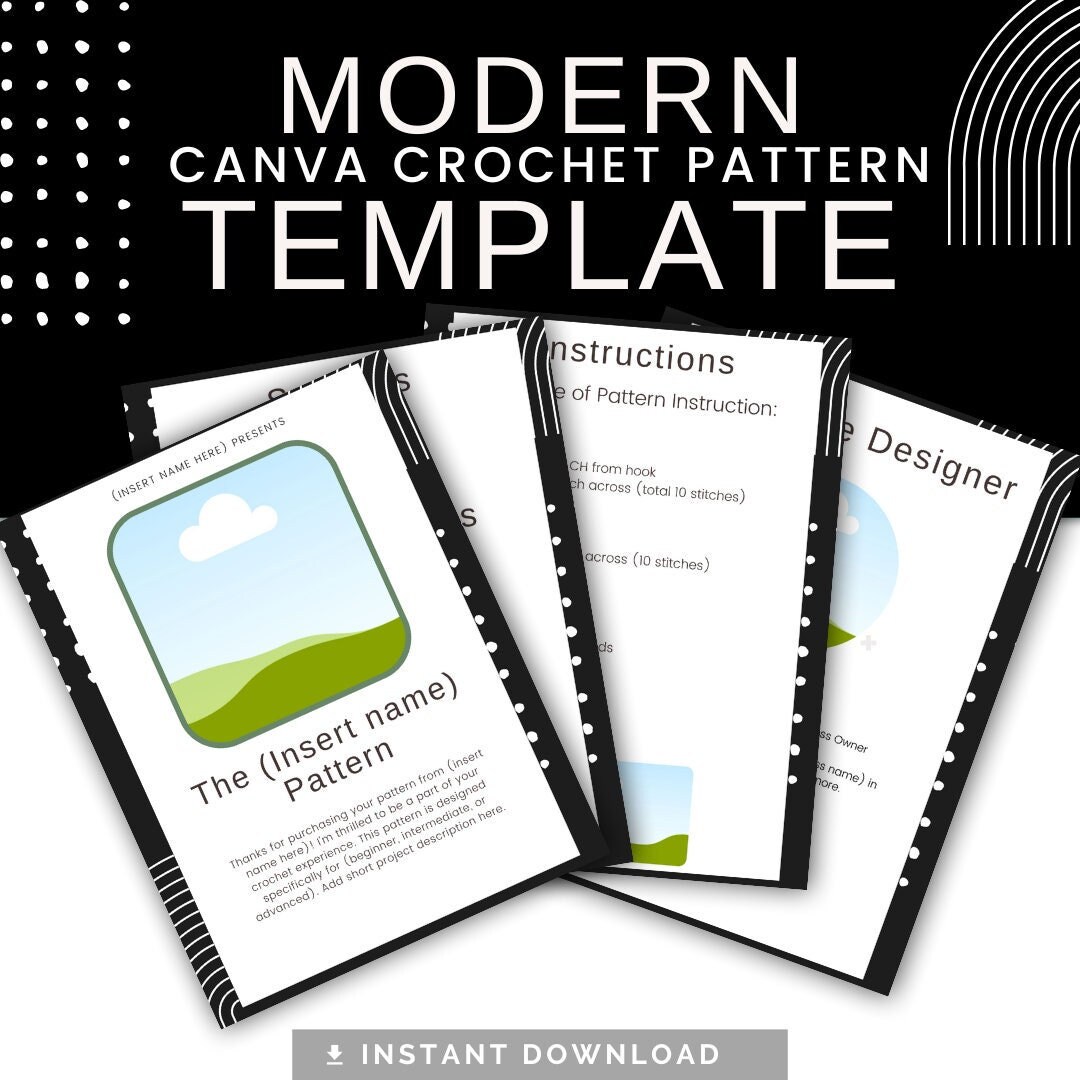 Modern Canva Pattern Template // Crochet Pattern Template // Modern ...