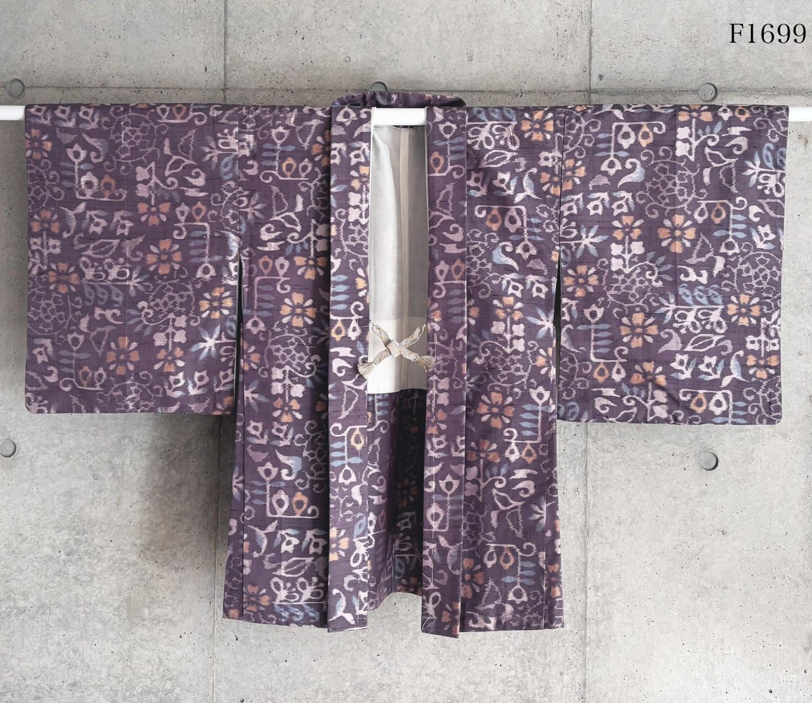 F1699: Japanese vintage kimono Haori, Jacket, Robe, Dress. Tsumugi ...