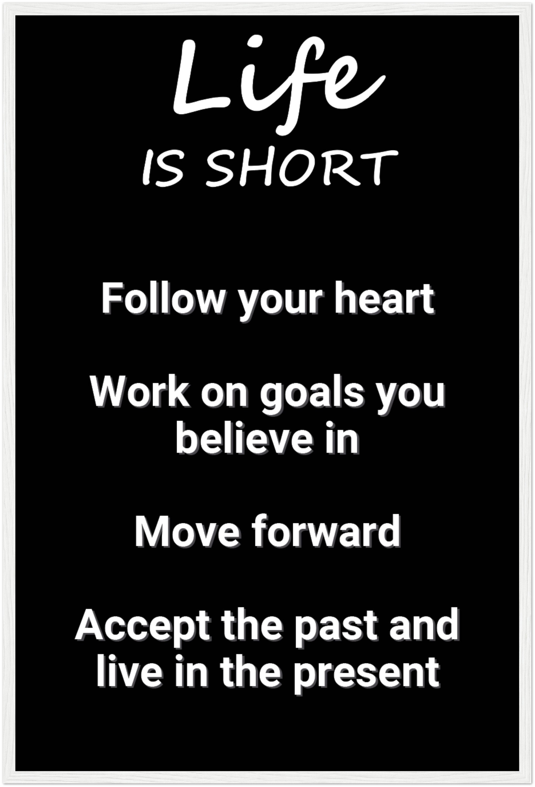 LIFE IS SHORT Motivational Wall Art, Framed Office Decor Wall Art ...