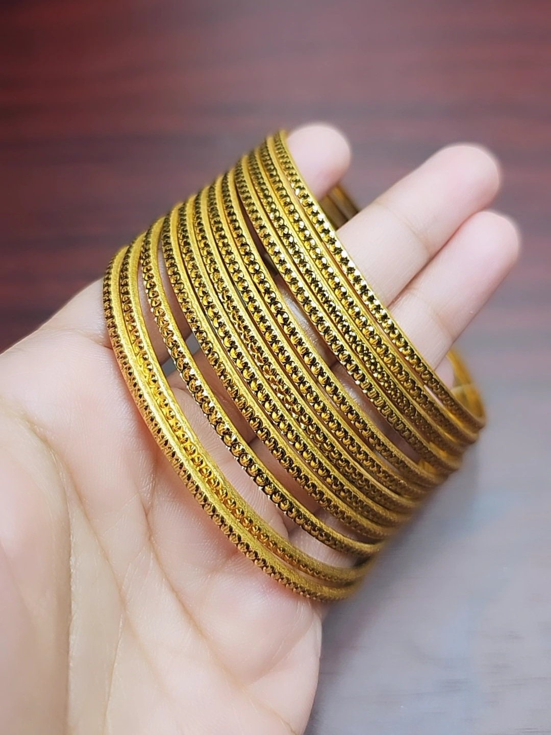 Gold Bangles 22k Pleated 12 Gold Bangles Indian 24k Gold Bangles 24ct ...
