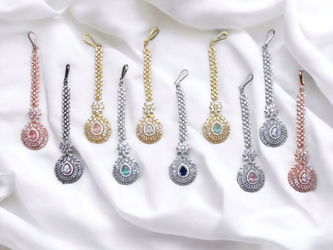 CZ Diamond Maang Tikka/ad Small Tikka/ Indian Jewelry/ Pakistani ...