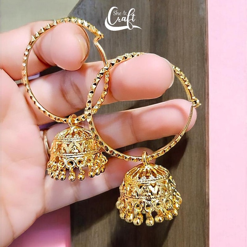 14k Solid Gold Jhumkas - Etsy