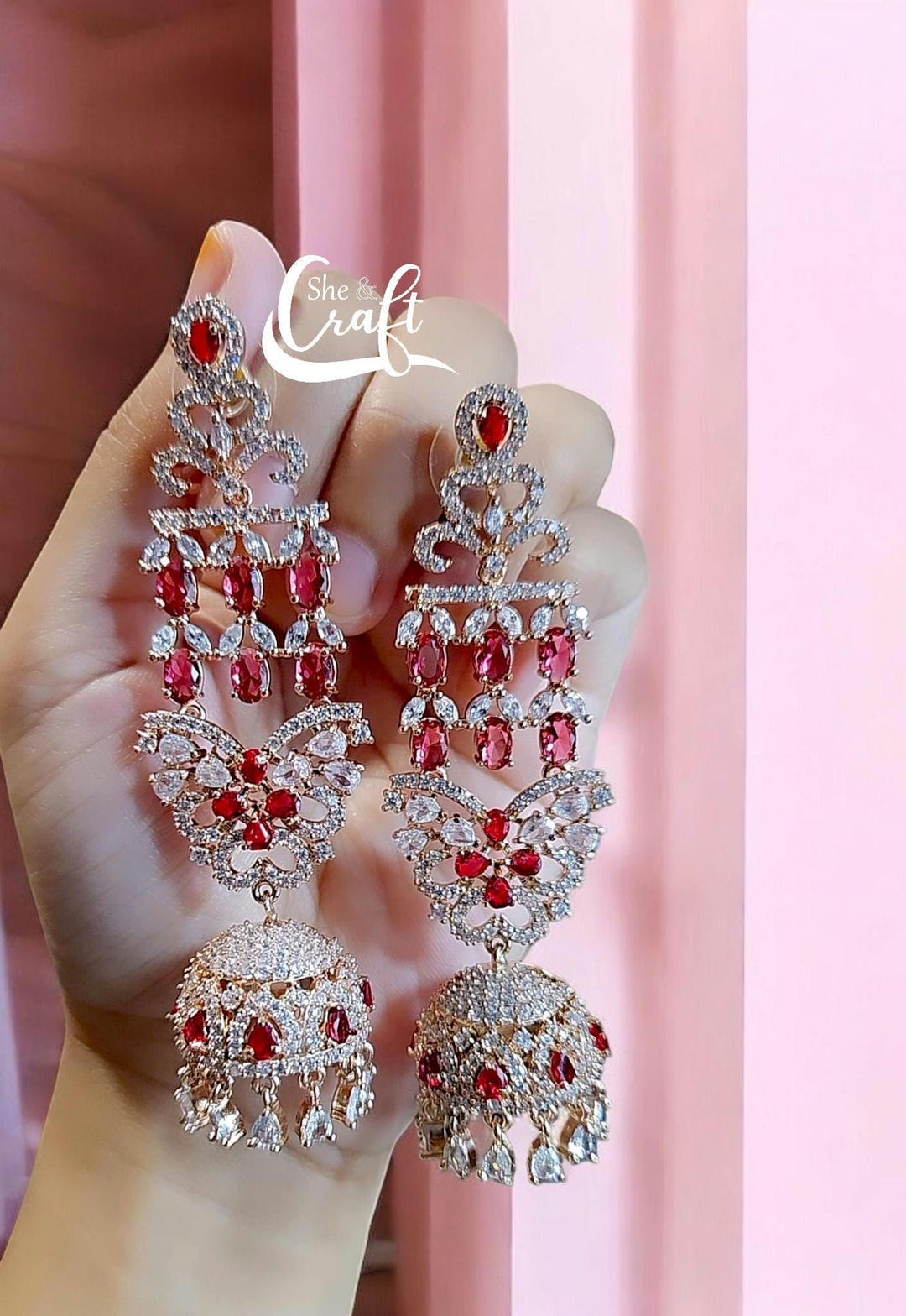 Rose Gold Jhumka Earrings diamond Earrings Jhumki long Earrings ...