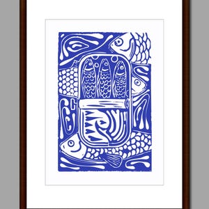 Tinned Fish (linocut) - Etsy