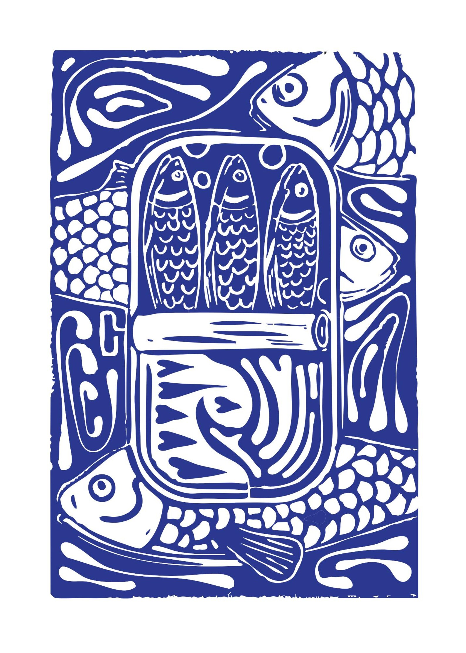 Tinned Fish (linocut) - Etsy