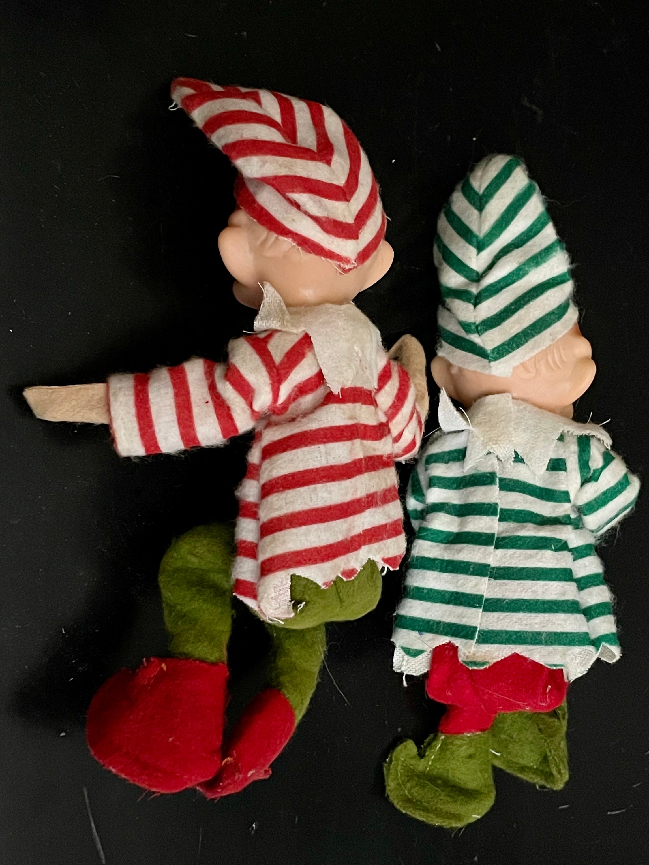 2 Vintage Pixie Elf Knee Huggers, Christmas Elf on a Shelf Ornament ...