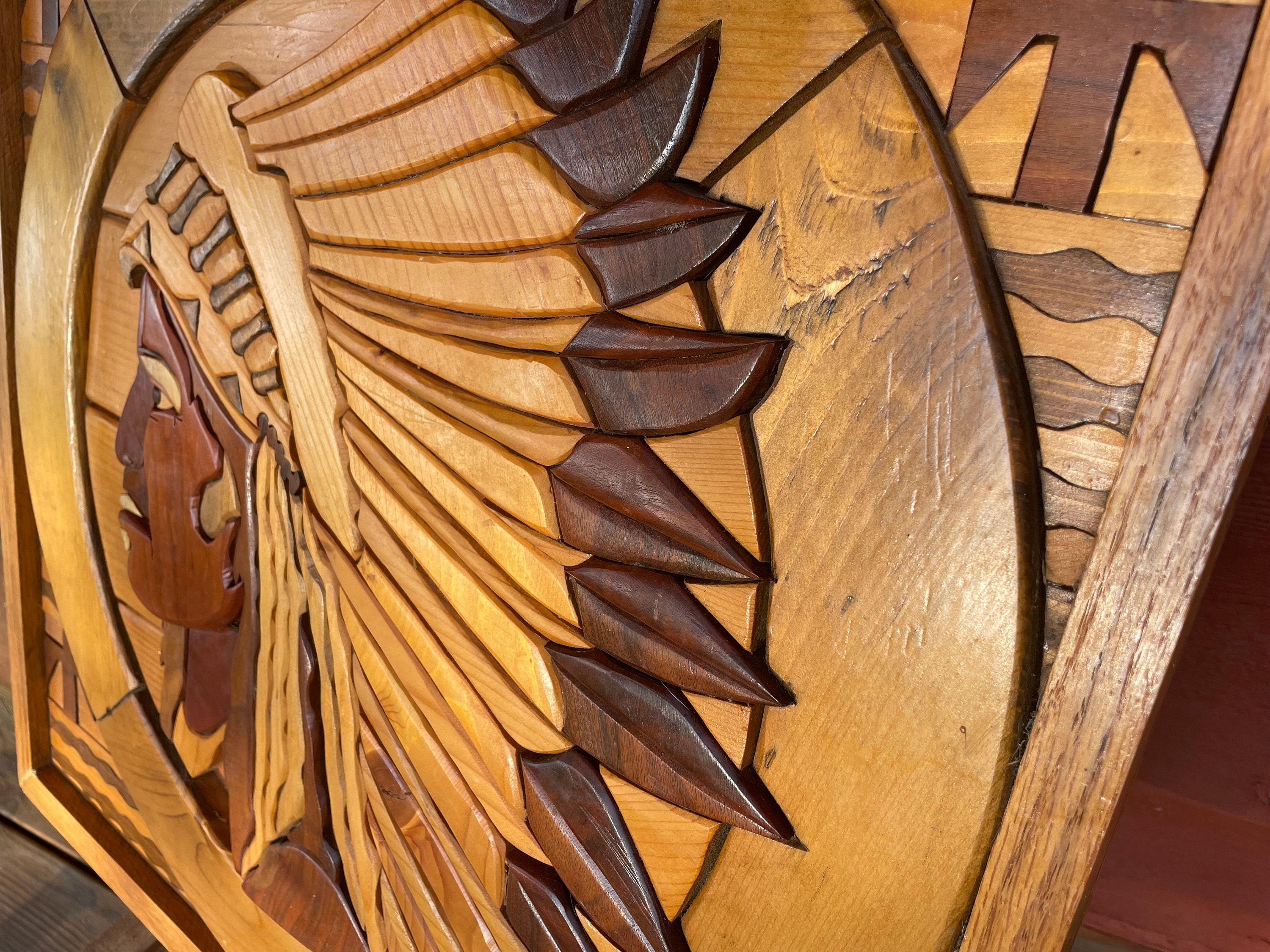 Vintage Native American Indian Chief Wood Wall Hanging, Sculpture ...