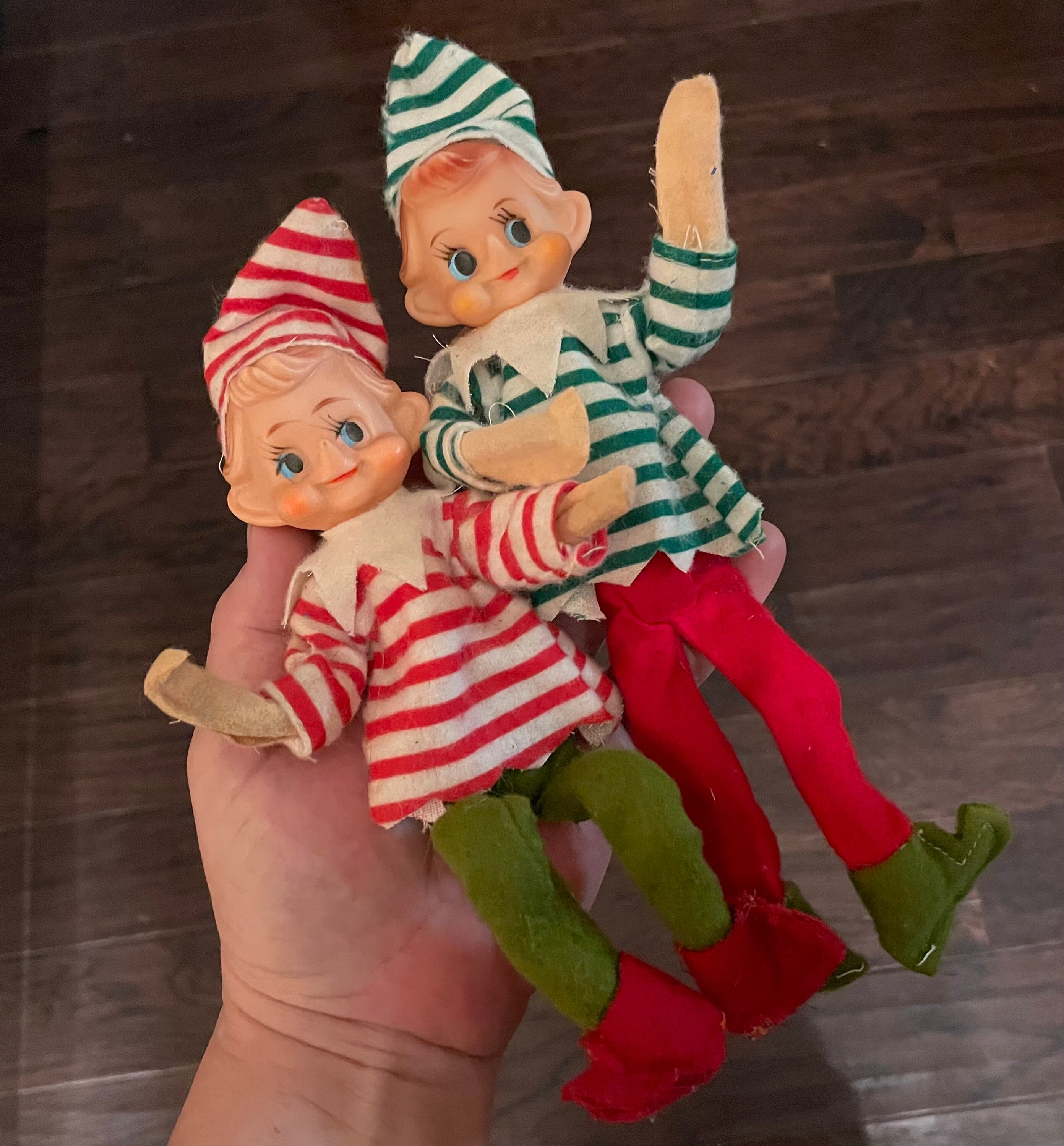 2 Vintage Pixie Elf Knee Huggers, Christmas Elf on a Shelf Ornament ...