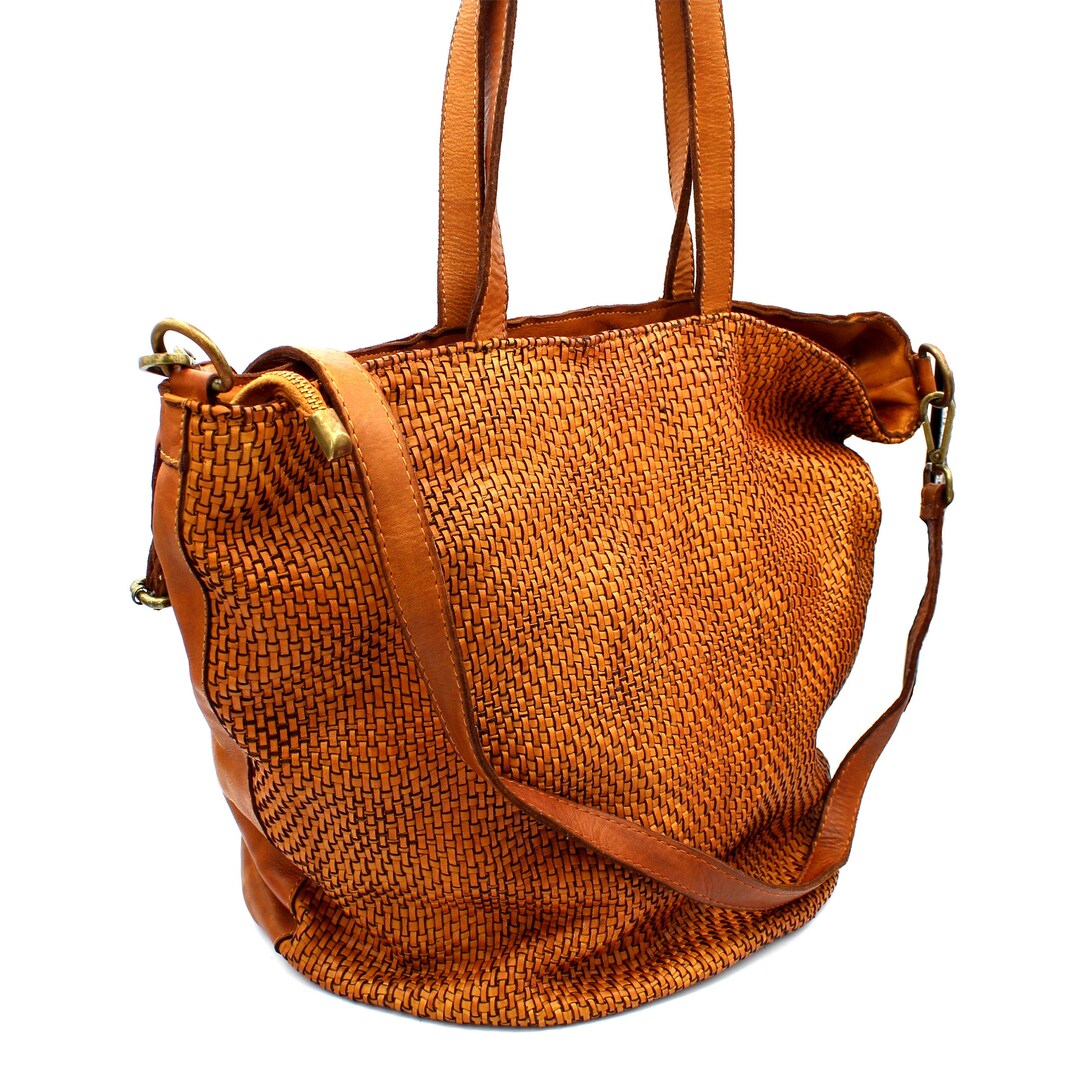 Woven Leather Bags Big Large Leather Shoulder Bag Made in - Etsy