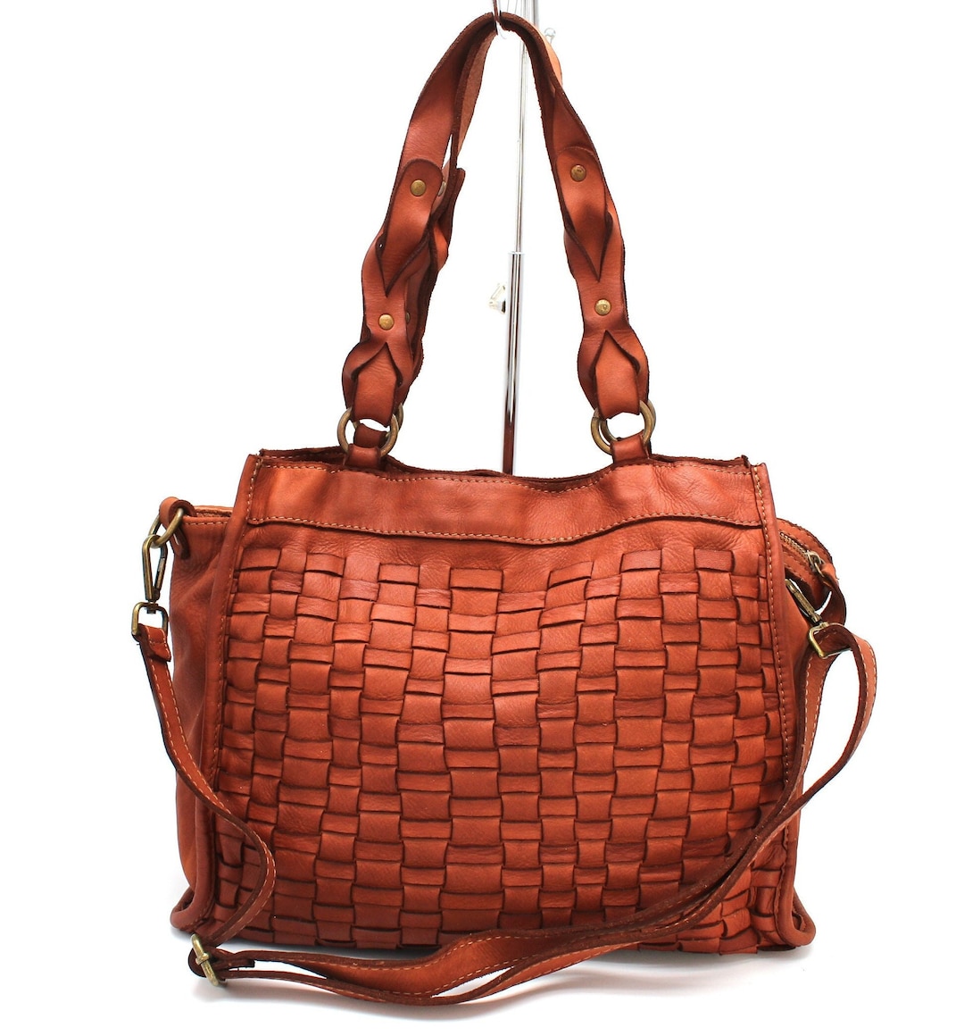 Woven Leather Bag Women Shoulder Bag Soft Handbag Leather - Etsy