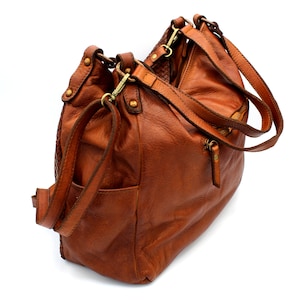 Woven Leather Handbag Weave Shoulder Bag With Two Separate Compartments ...