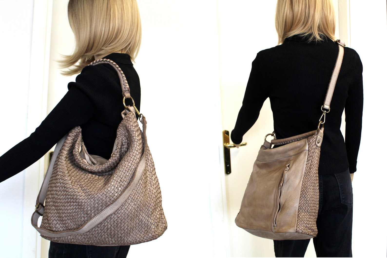 Soft Leather Bag Woven Leather Purse Leather Handbag Soft Hobo - Etsy