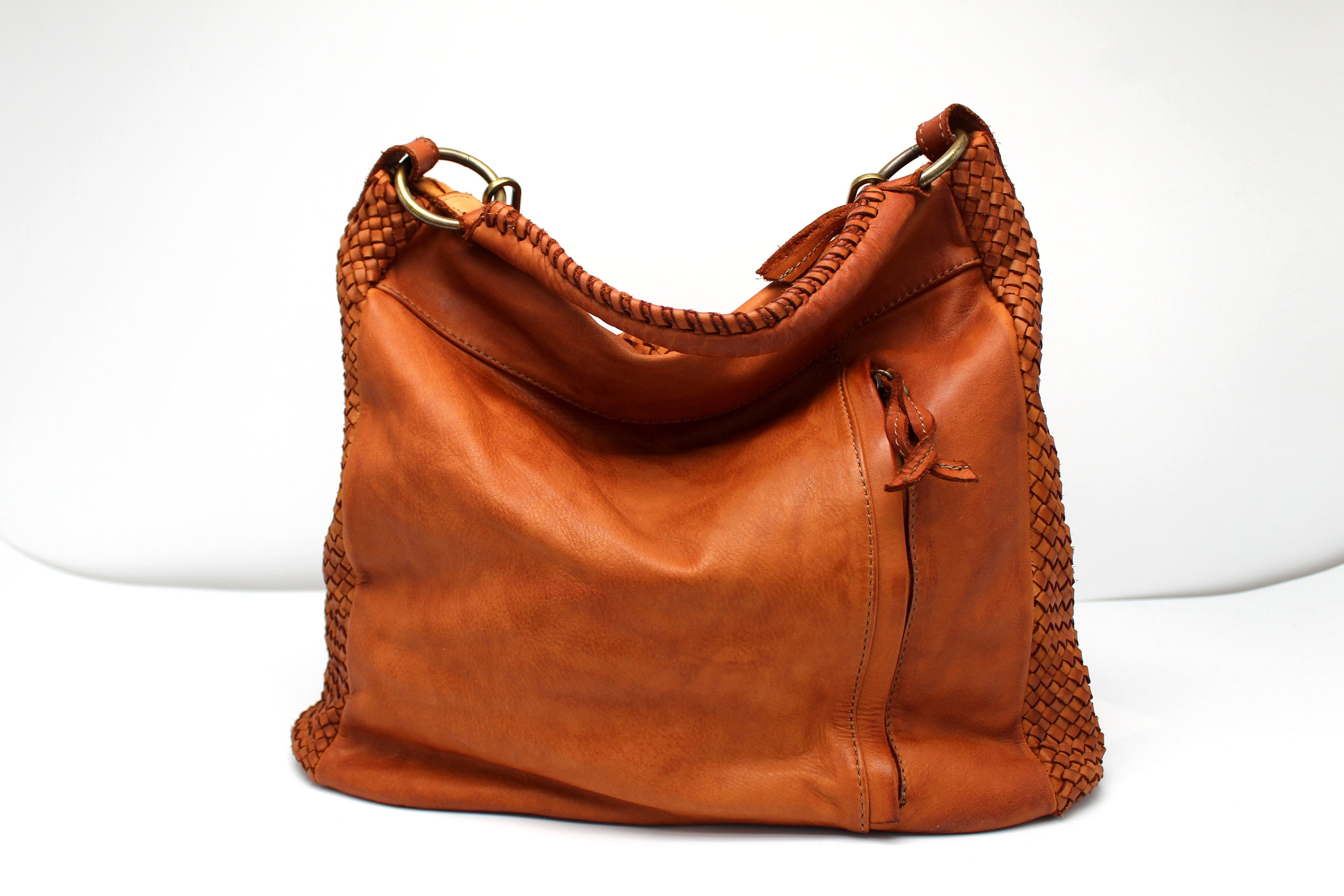 Soft Leather Bag Woven Leather Purse Leather Handbag Soft Hobo - Etsy