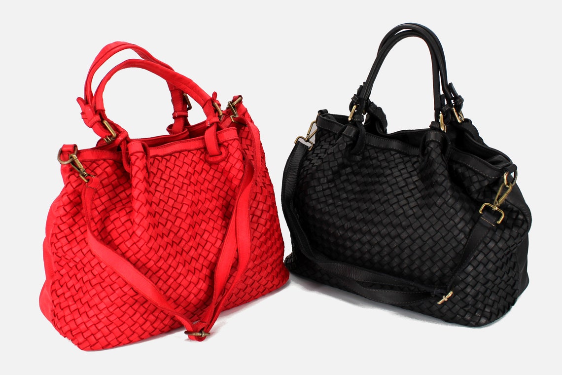 Weave Leather Handbag Woven Leather Bag Women's Leather - Etsy