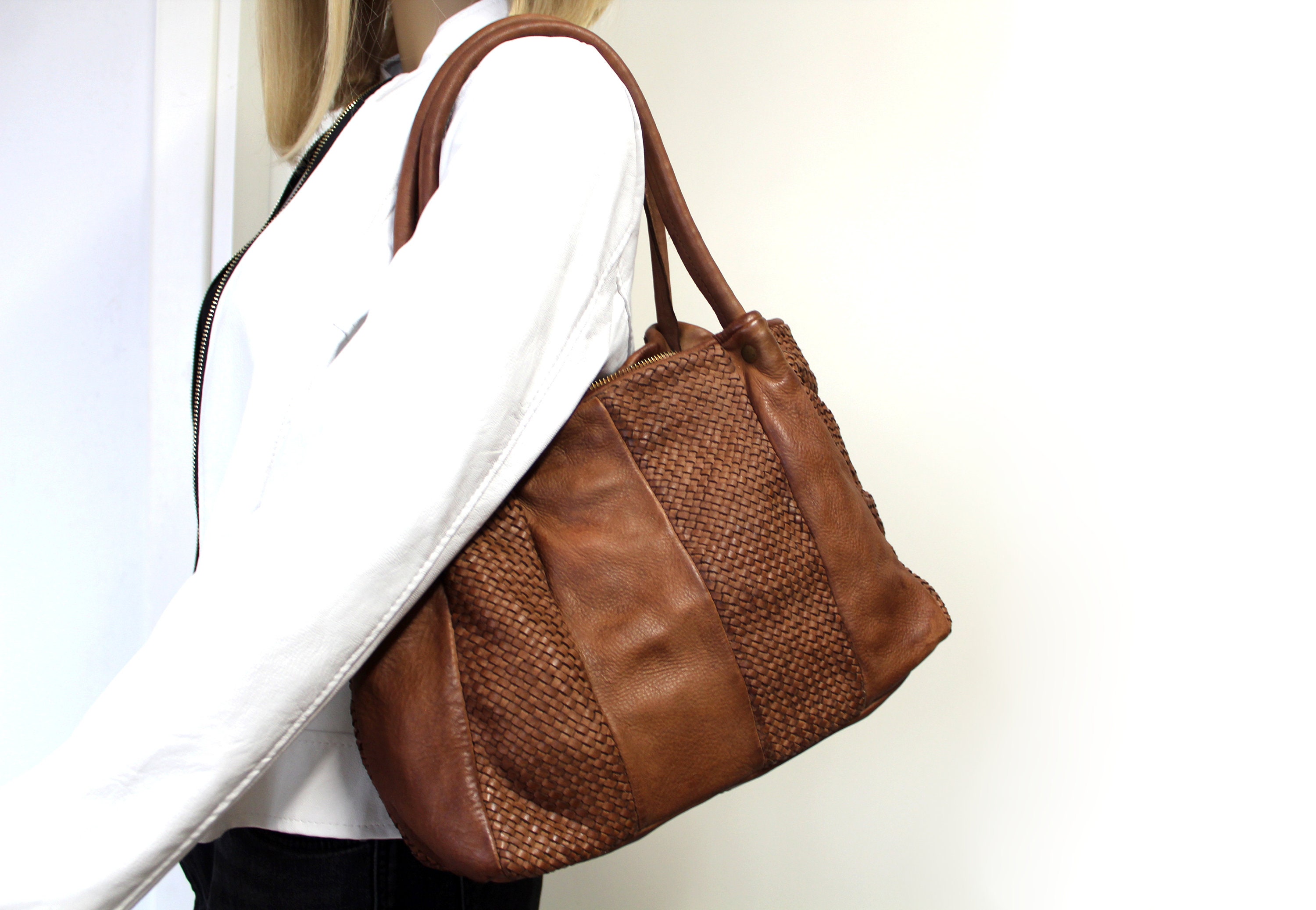 Woven Leather Handbag Leather Purse Leather Totes Leather - Etsy