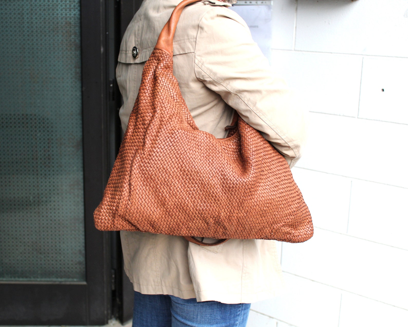 Weave Leather Shoulder Bag Leather Milan | Etsy