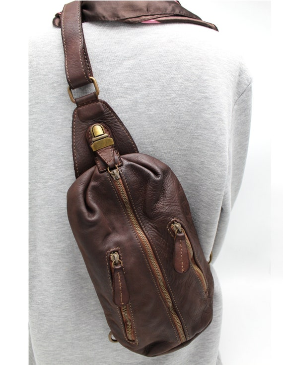 Leather Sling Bag Leather Bag One Shoulder Crossbody Waist Bag - Etsy