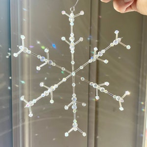 Beaded Crystal Snowflake Ornament, Beaded Snowflake Ornament, Handmade ...