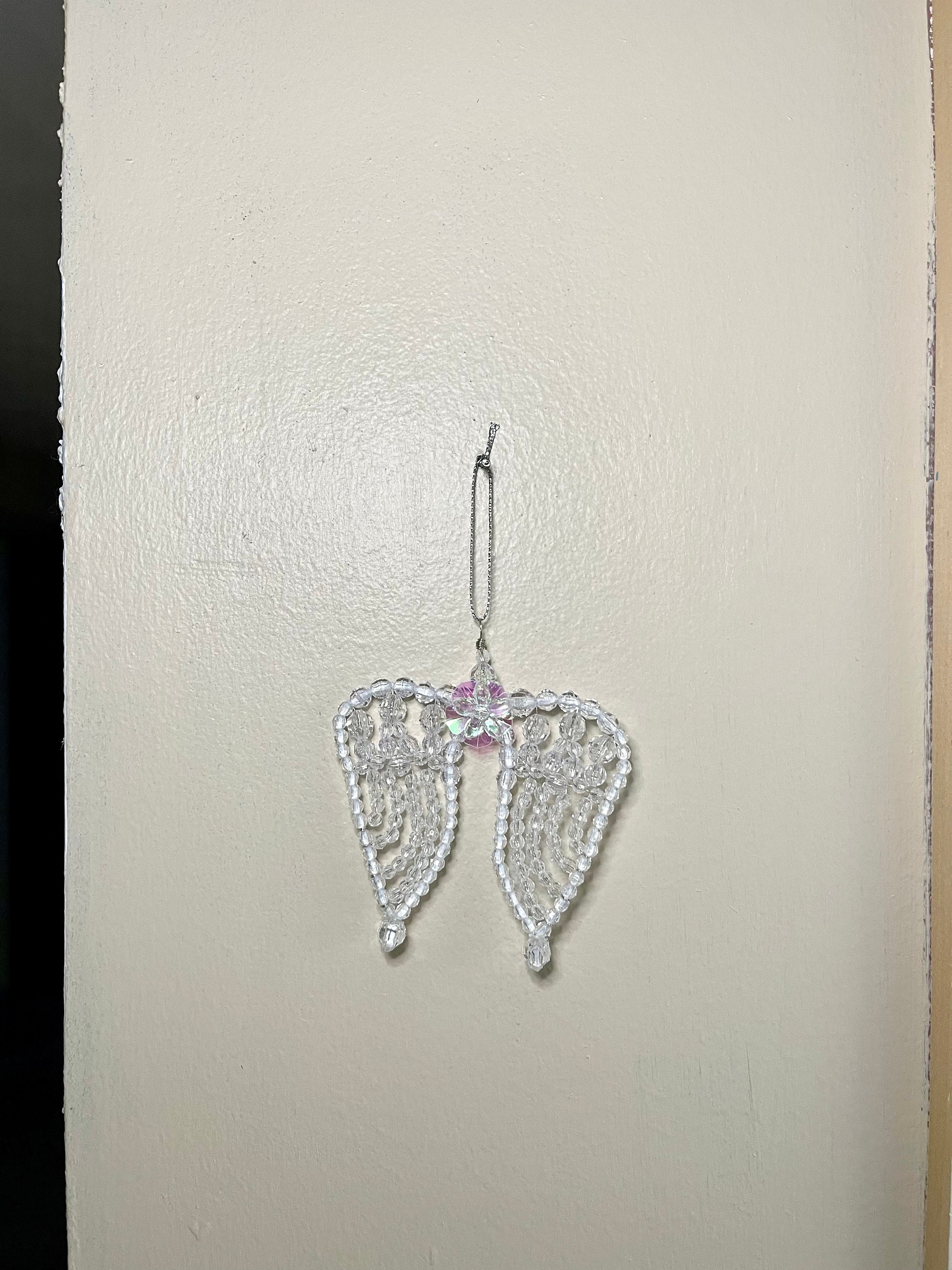 Beaded Angel Wing Ornament, Angel Wing Suncatcher, Christmas Ornament ...