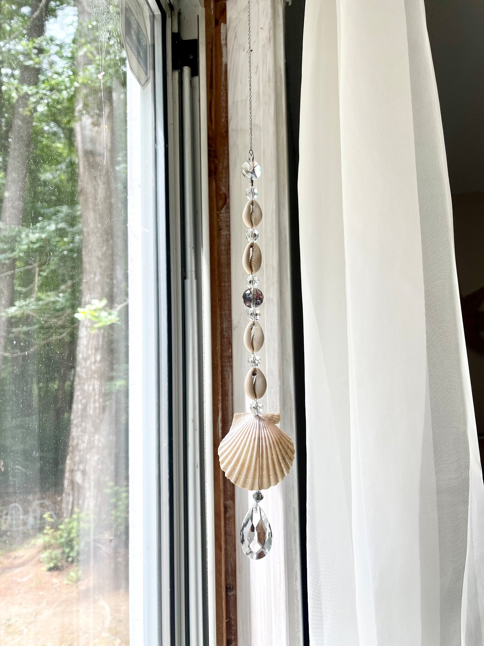 Seashell Suncatcher, Window Decoration, Coastal Suncatcher, Cowrie ...
