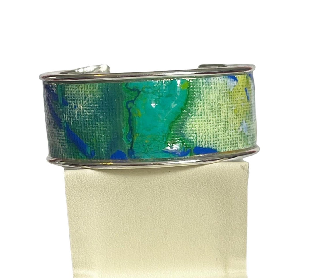 Cuff Bracelets, Abstract Art Bracelet, Fluid Art Bracelet, Acrylic ...