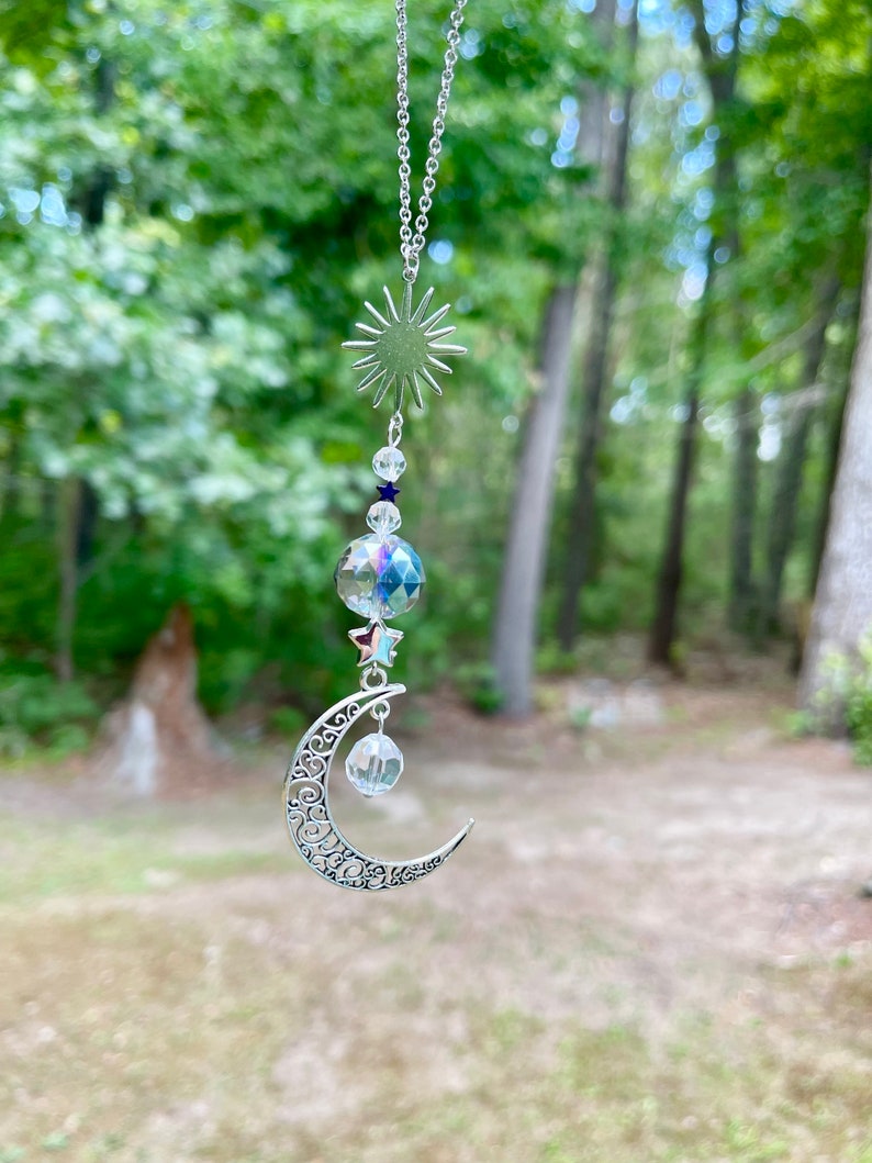 Moon and Star Sun Catcher, Rear View Mirror Accessories, Window ...