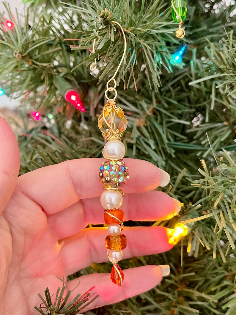 Beaded Icicle Ornament, Handmade Ornament, Wire Wrapped Ornaments ...