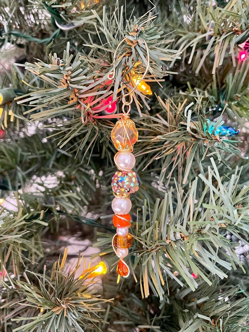 Beaded Icicle Ornament, Handmade Ornament, Wire Wrapped Ornaments ...